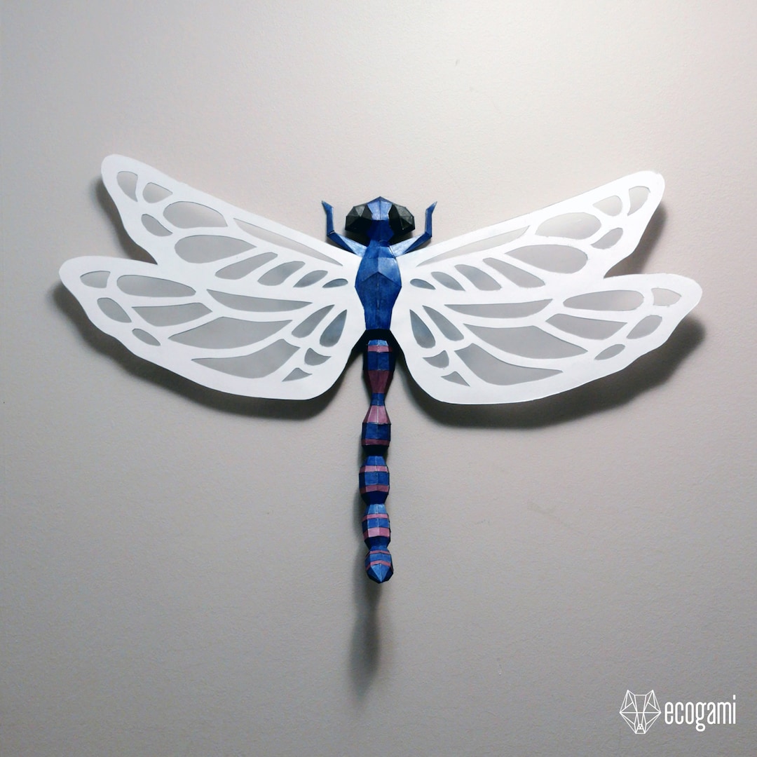 Dragonfly Papercraft Trophy, Printable 3D Puzzle, Papercraft Pdf ...