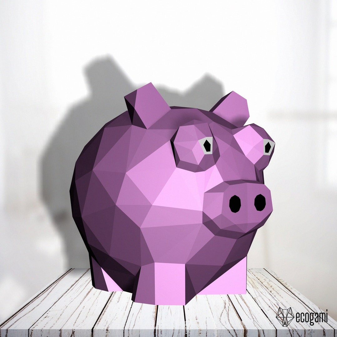 Cool Piggy Bank Papercraft Sculpture, Printable 3D Puzzle, Papercraft ...