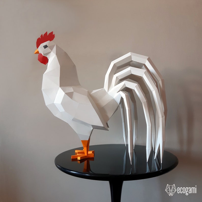 Rooster Papercraft Sculpture Printable 3D Puzzle Papercraft - Etsy