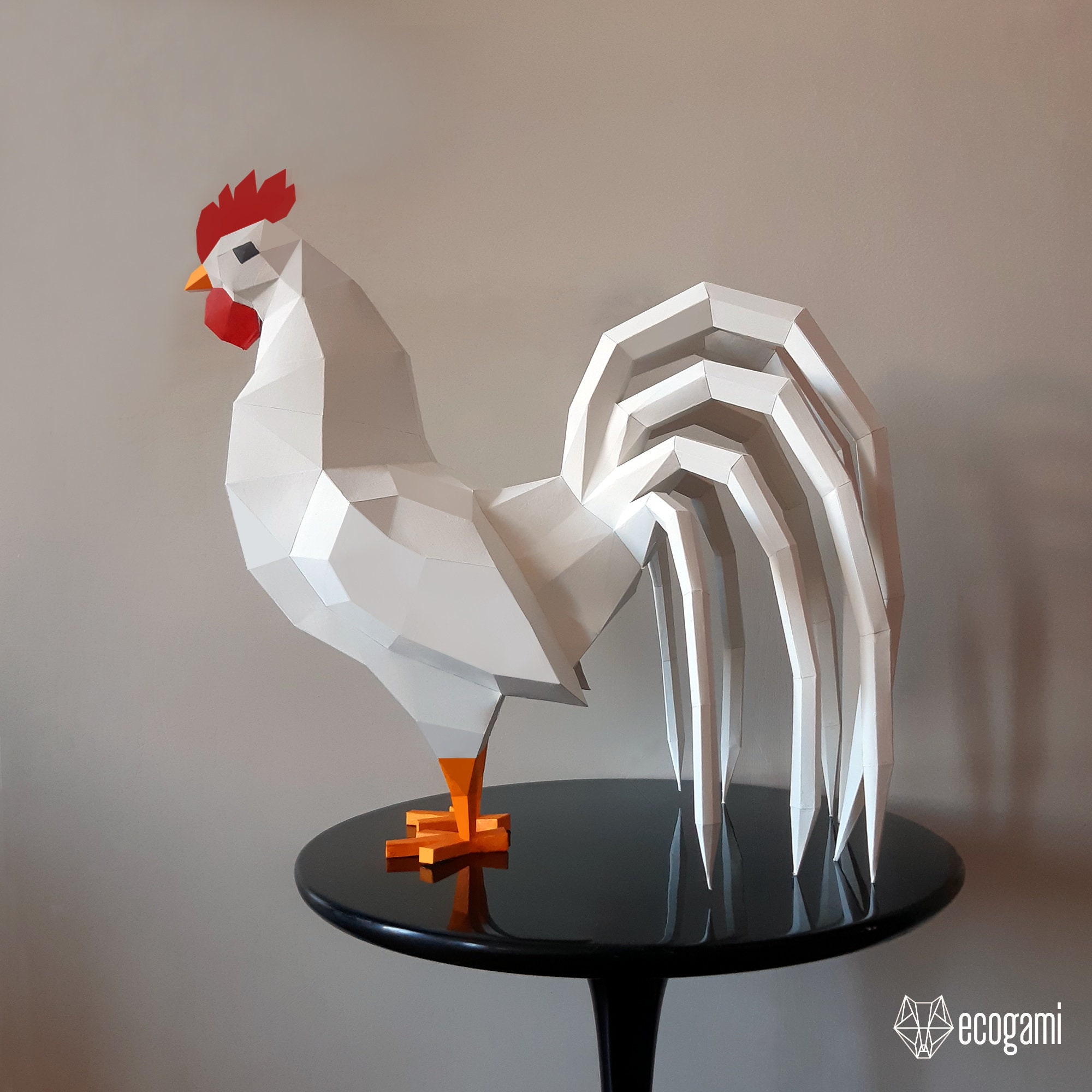 Rooster Papercraft Sculpture Printable 3D Puzzle Papercraft - Etsy
