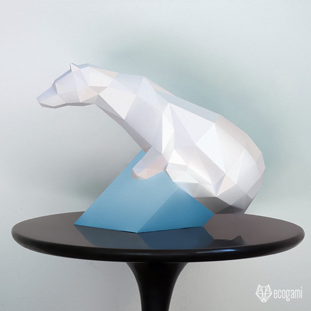Polar Bear Papercraft Sculpture, Printable 3D Puzzle, Papercraft Pdf ...