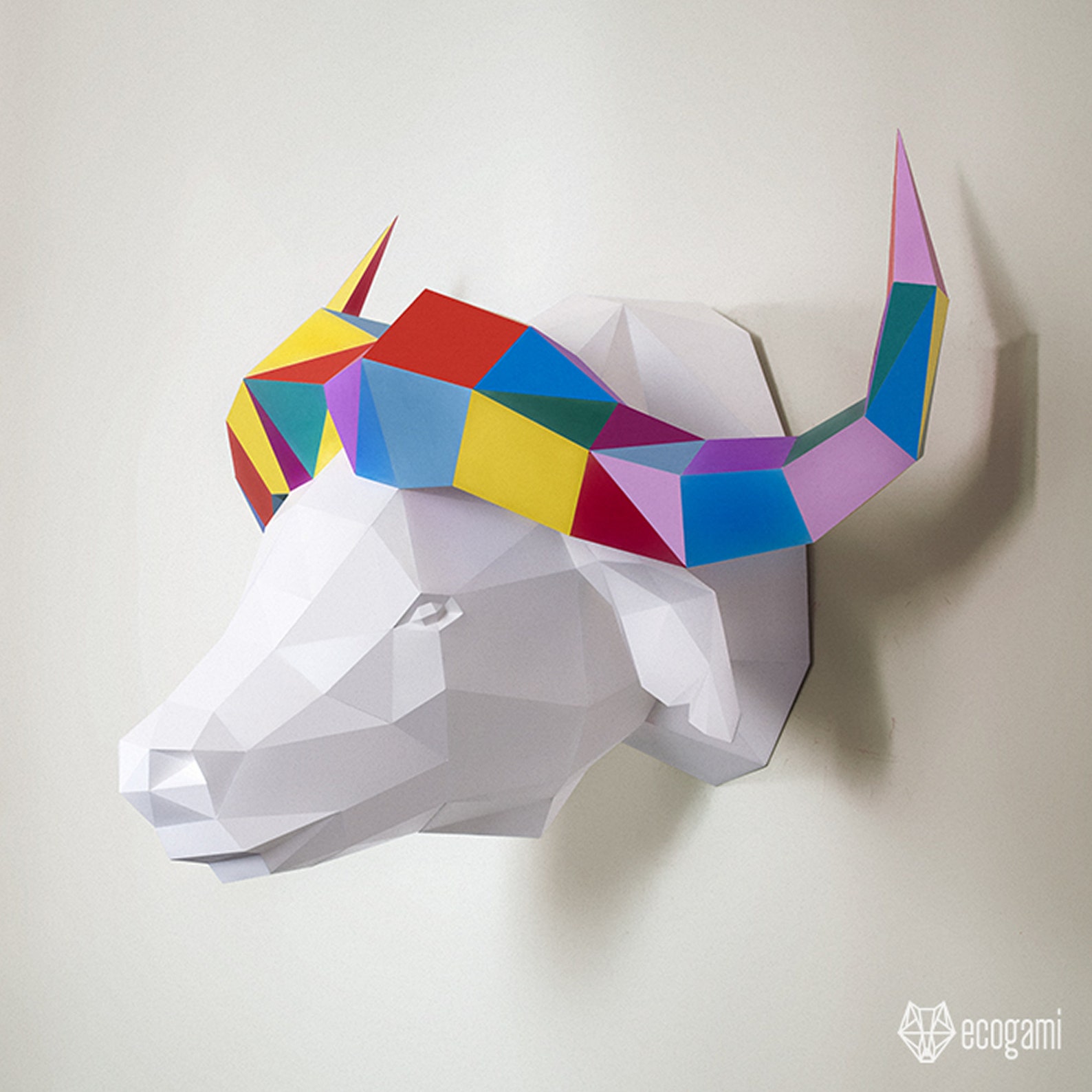 Buffalo Trophy Papercraft Sculpture, Printable 3D Puzzle, Papercraft ...