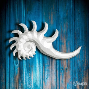 Conch Seashell Papercraft Sculpture, Printable 3D Wall Art, Papercraft ...