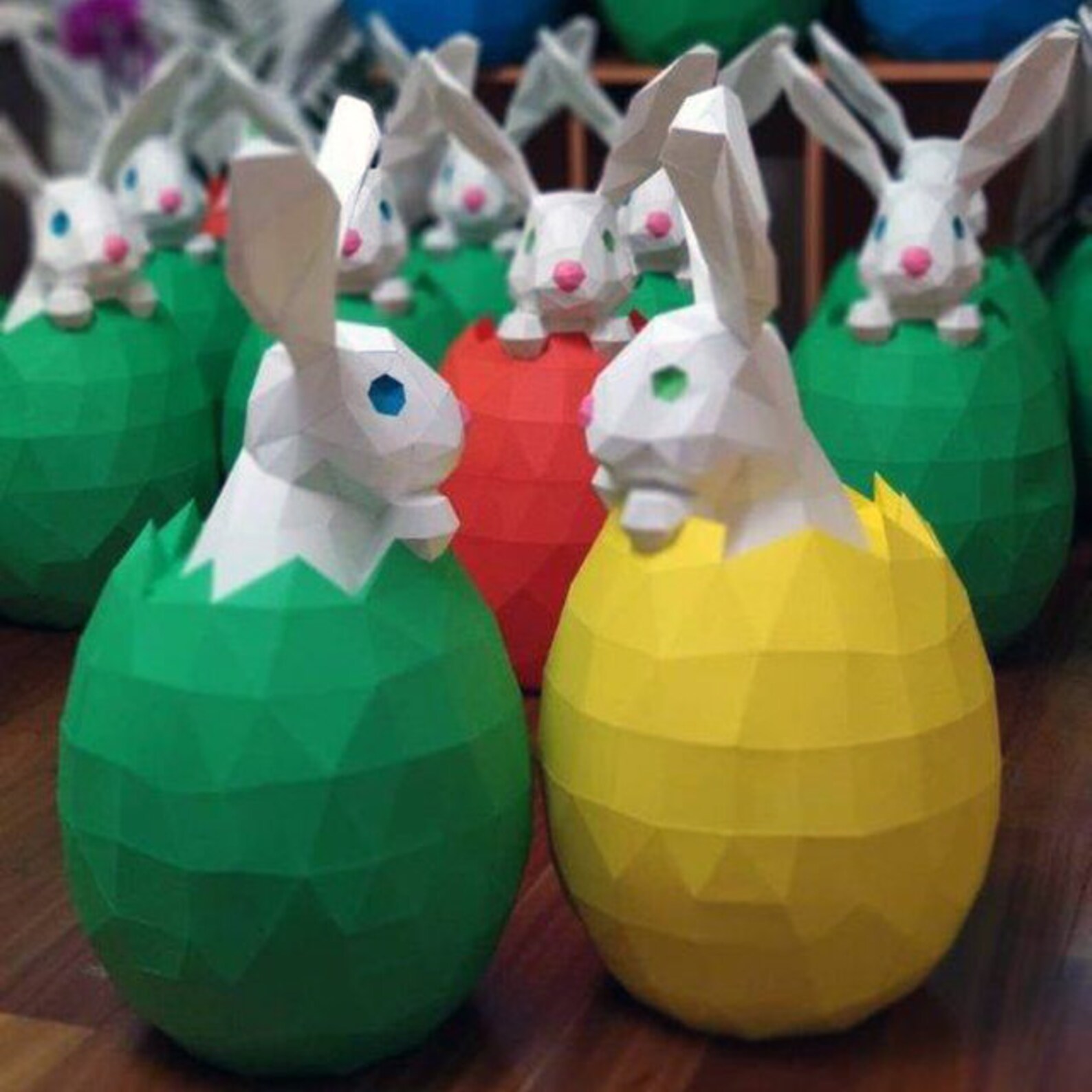Easter Rabbit Egg Papercraft Sculpture, Printable 3D Puzzle, Papercraft ...