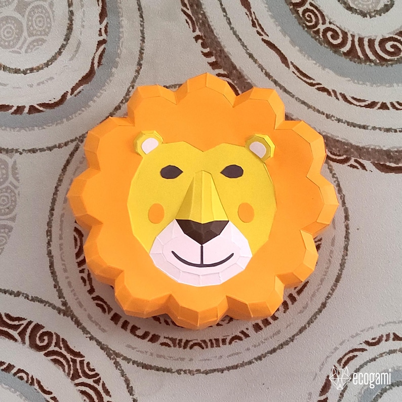 Lion Papercraft Box PDF Template, DIY 3D Paper Lion Storage Box ...