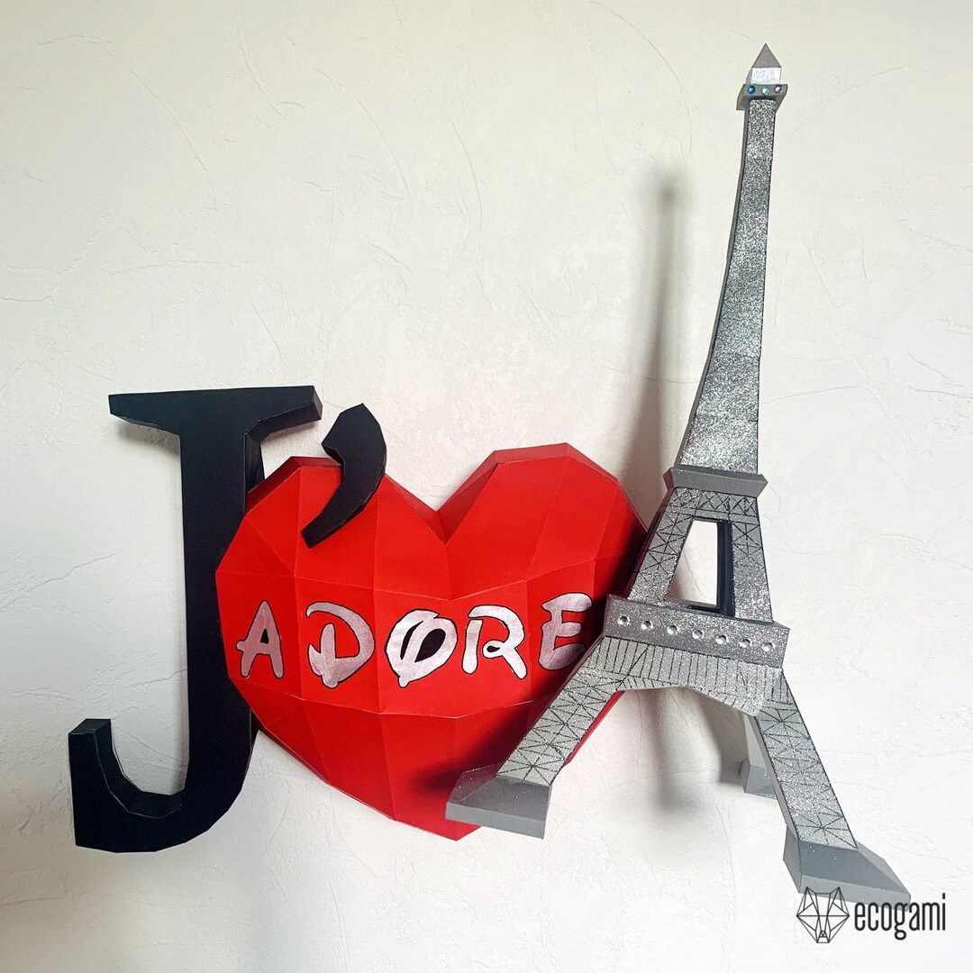 I Love Paris Papercraft Sculpture, Printable 3D Puzzle, Papercraft Pdf ...