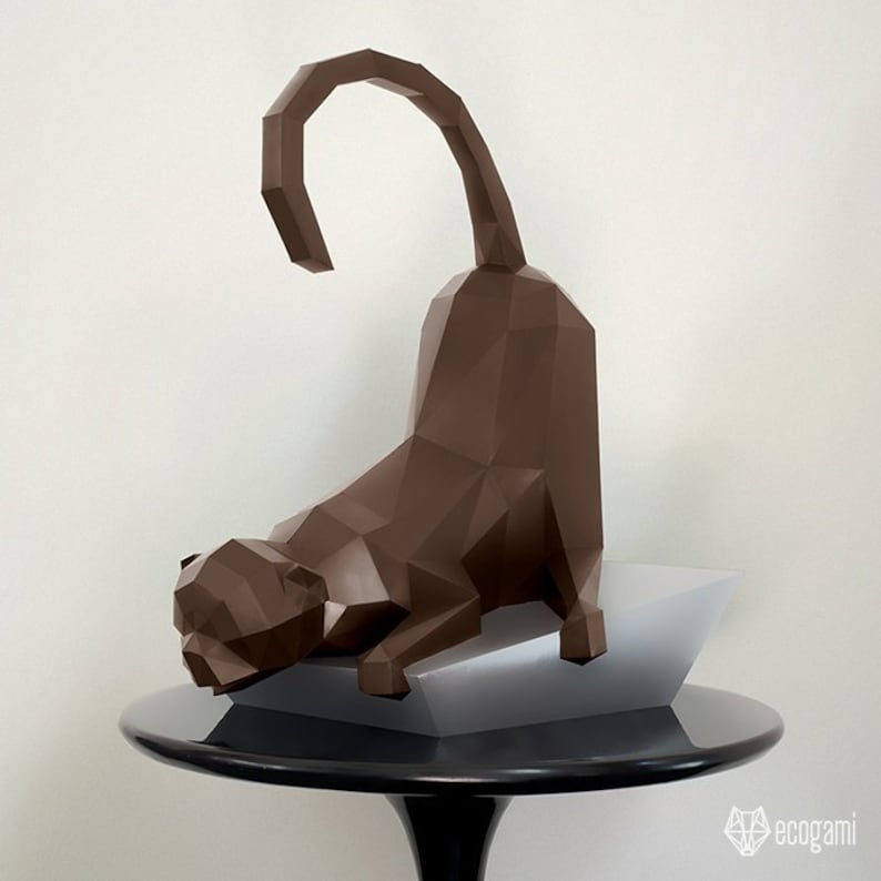Mono escultura papercraft rompecabezas 3D imprimible - Etsy España