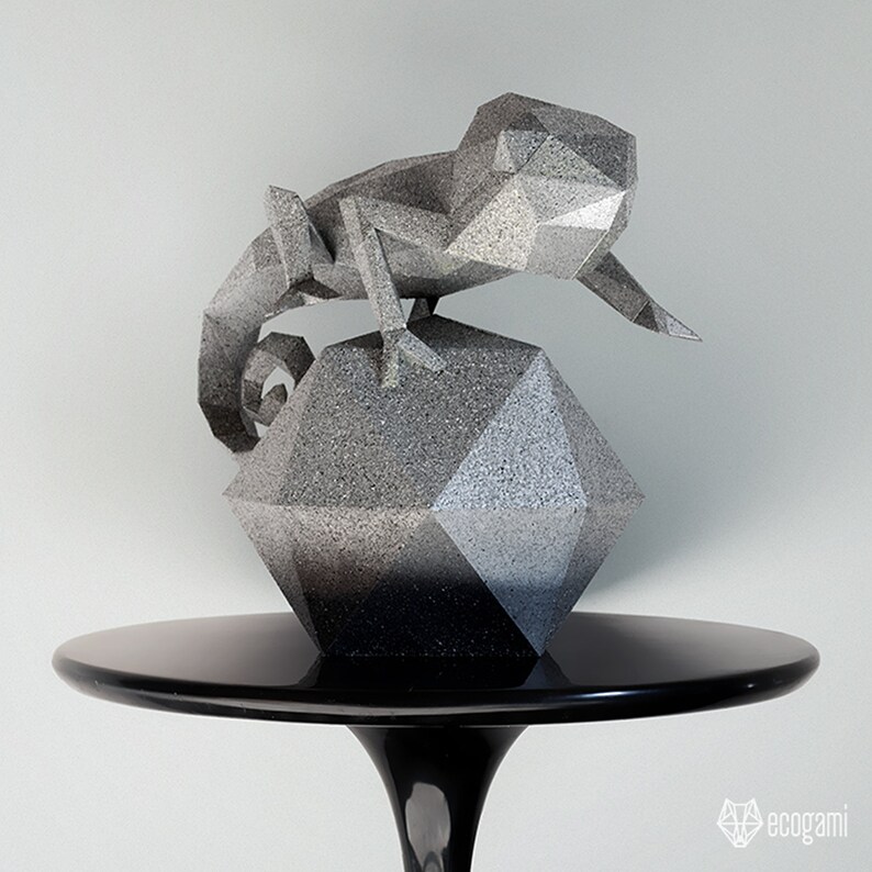 Chameleon Papercraft Sculpture PDF, DIY 3D Paper Chameleon Model ...