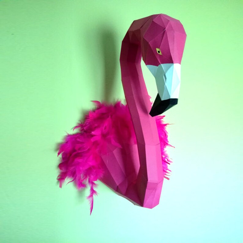Flamingo Papercraft Sculpture, Printable 3D Puzzle, Papercraft Pdf ...