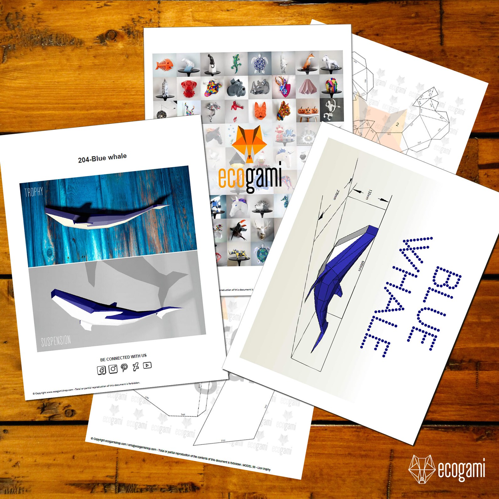 Blue Whale Papercraft Sculpture, Printable 3D Puzzle, Papercraft Pdf ...