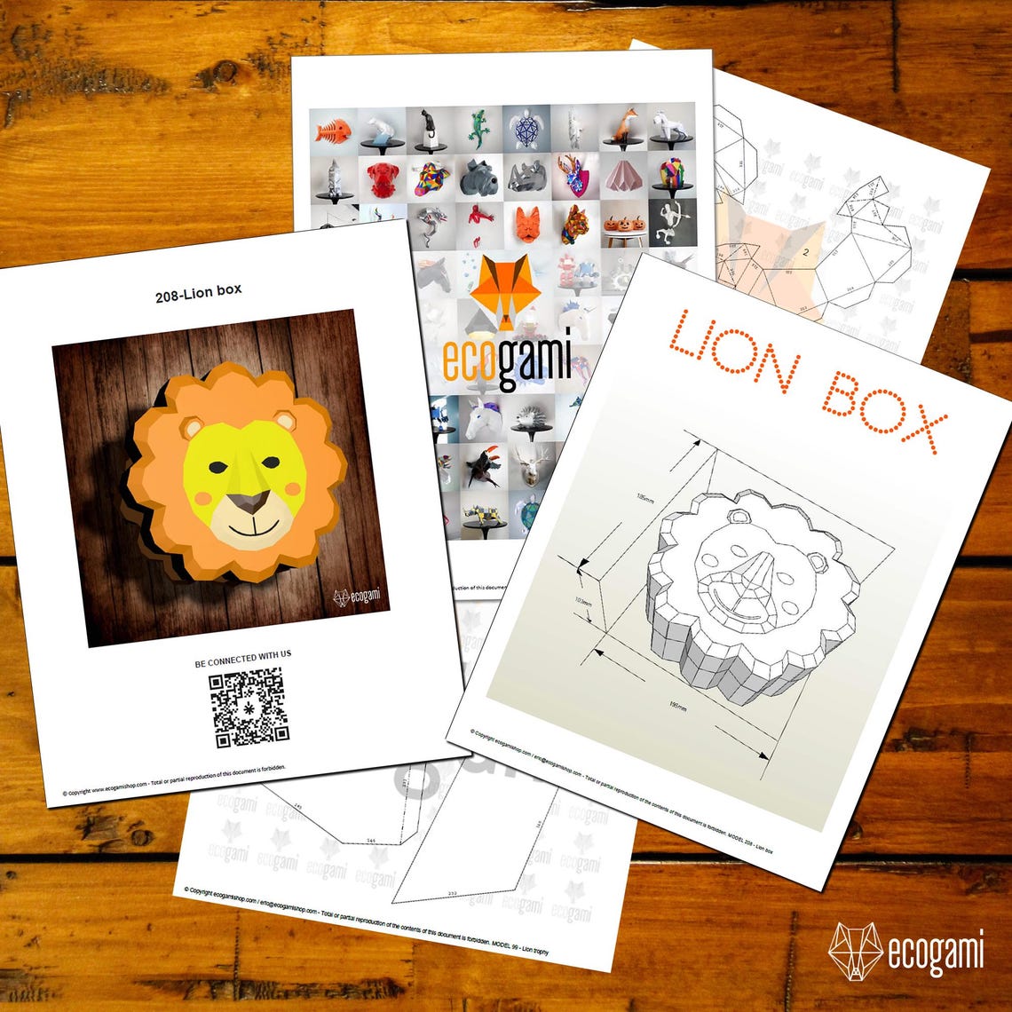Lion Papercraft Box PDF Template, DIY 3D Paper Lion Storage Box ...