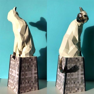 Grooming Cat Papercraft Sculpture, Printable 3D Puzzle, Papercraft Pdf ...