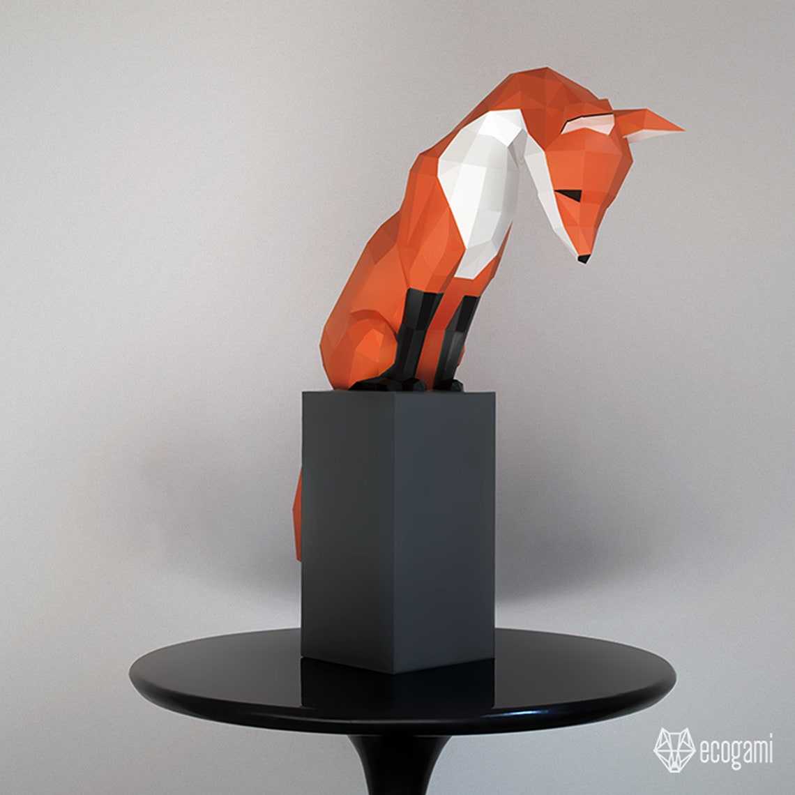 Hunting fox papercraft sculpture printable 3D puzzle | Etsy