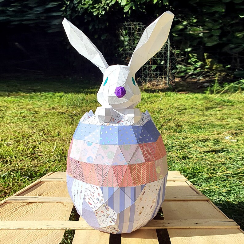 Easter Rabbit Egg Papercraft Sculpture Printable 3D Puzzle - Etsy