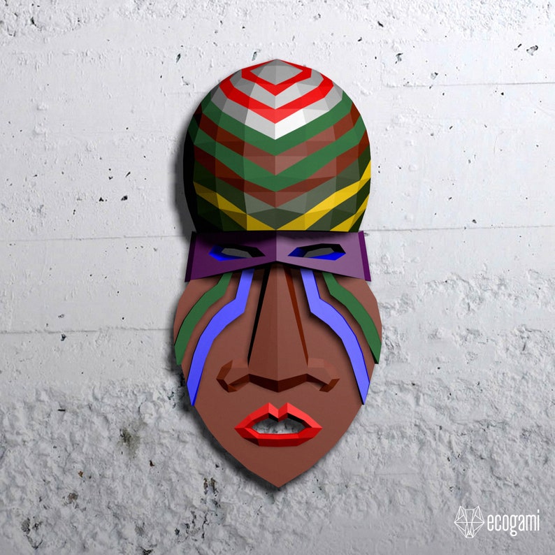 African Mask Papercraft Sculpture, Printable 3D Puzzle, Papercraft Pdf ...