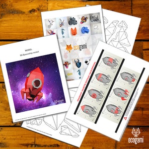 Rocket Papercraft PDF, DIY Sci Fi Decor, Low Poly 3D Printable ...