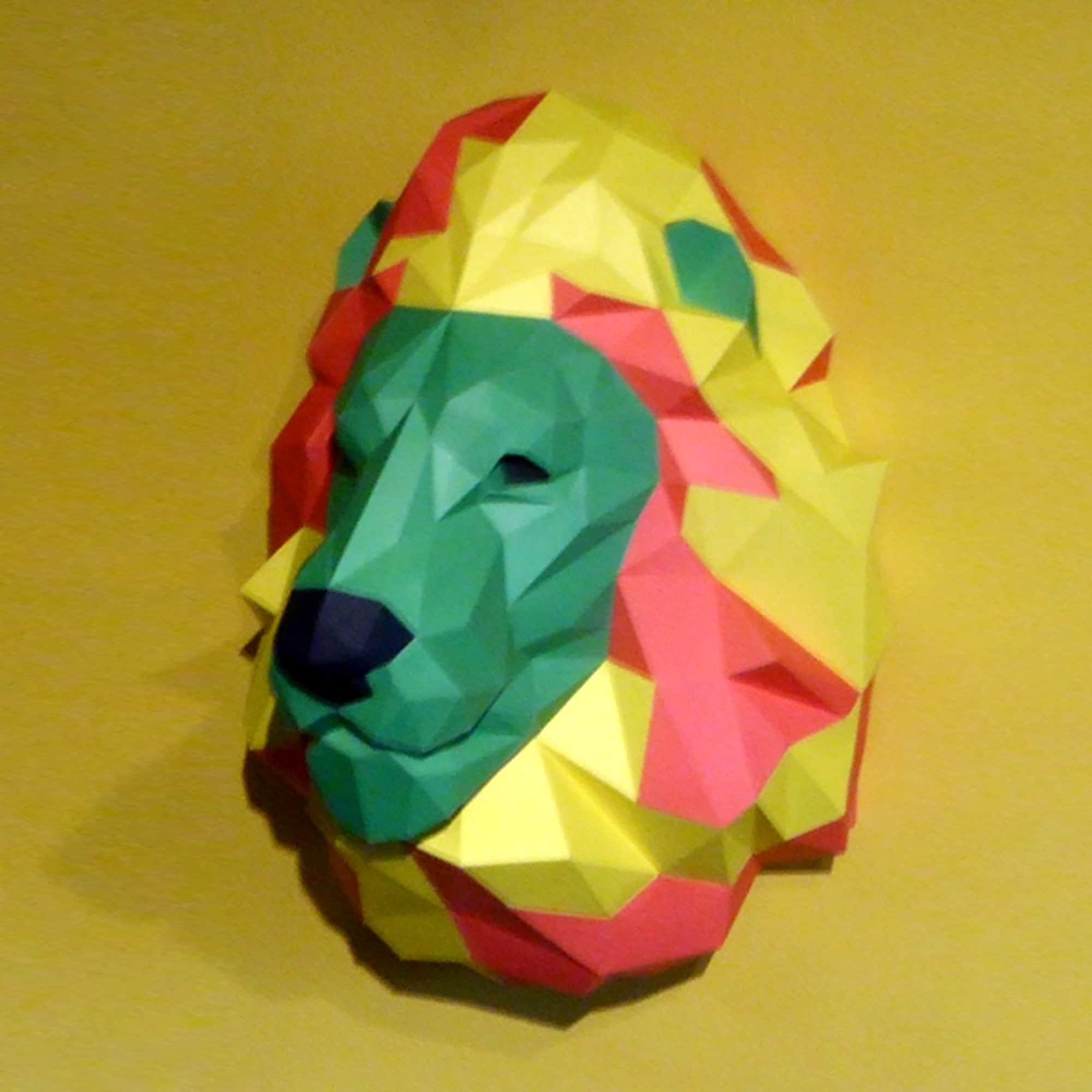 Lion head papercraft sculpture printable 3D puzzle | Etsy