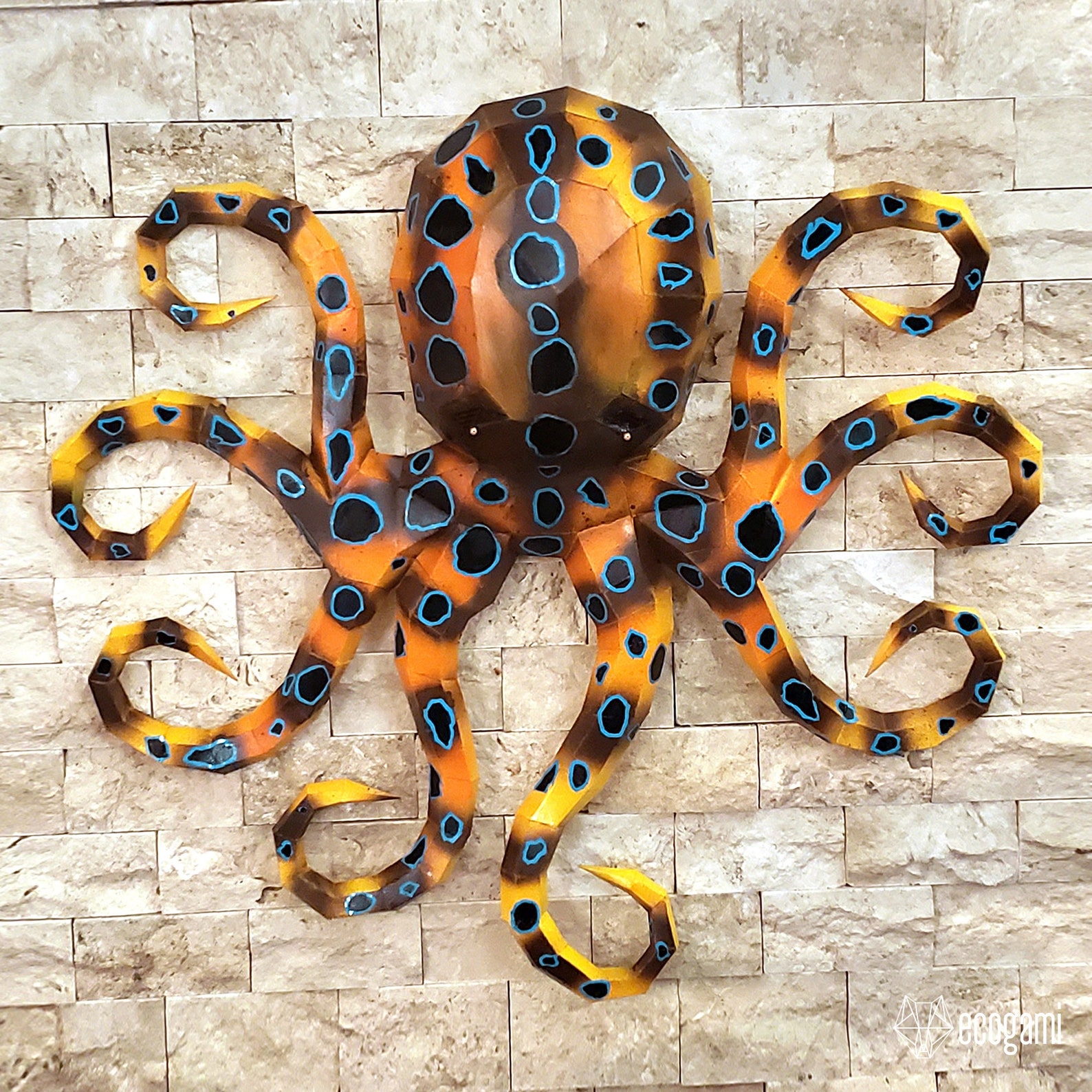 Octopus Papercraft Sculpture Printable 3D Wall Art - Etsy Canada
