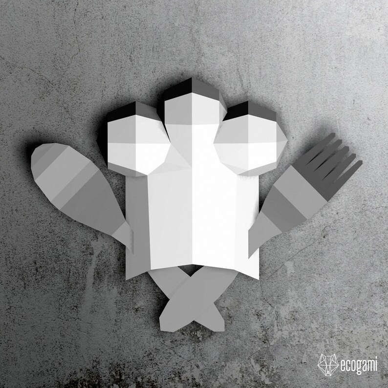 Chef Hat Papercraft Sculpture Printable 3D Puzzle Papercraft - Etsy