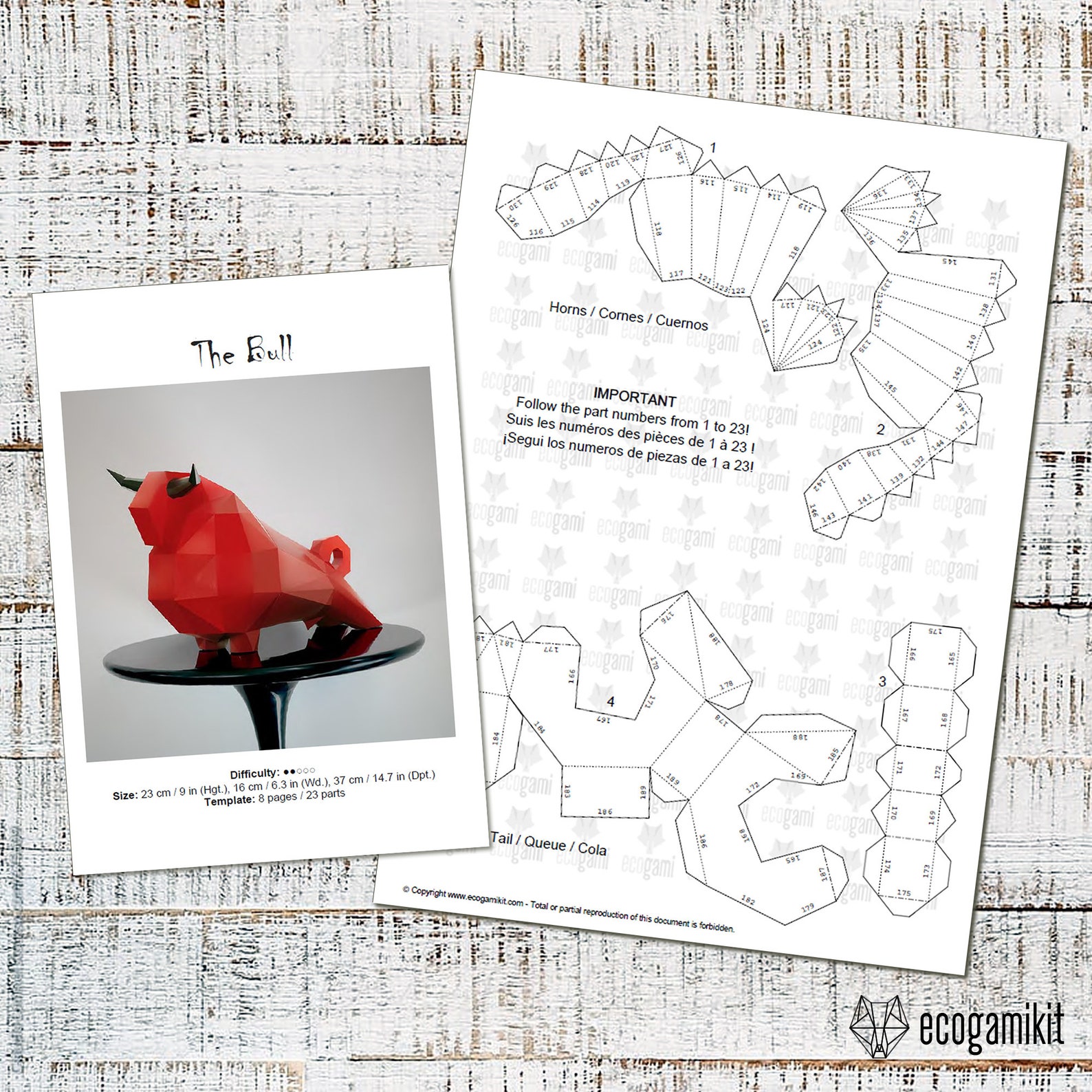 Bull Sculpture Papercraft 3D, Craft Kit for Adults, Puzzle to Make Your ...