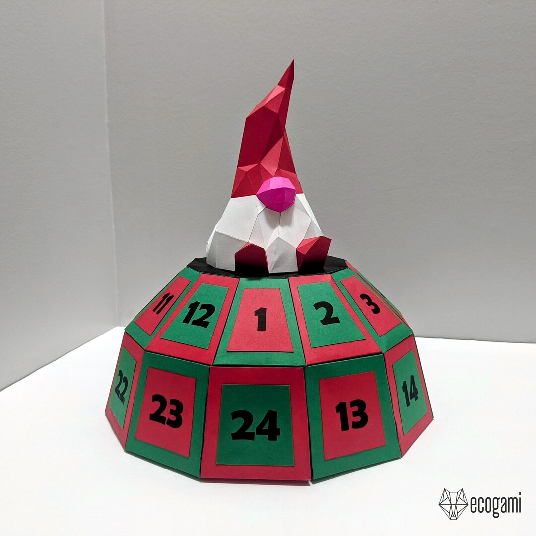 DIY Gnome Advent Calendar Papercraft Sculpture, Printable 3D Puzzle ...
