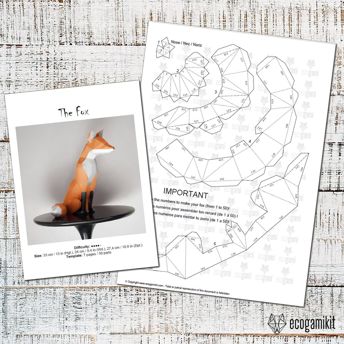 Fox Sculpture Papercraft 3D Craft Kit for Adults Puzzle to - Etsy