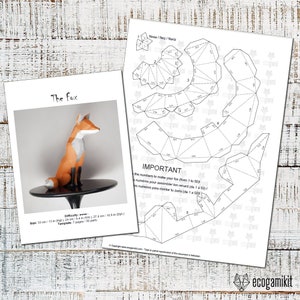 Fox Sculpture Papercraft 3D, Craft Kit for Adults, Puzzle to Make Your ...