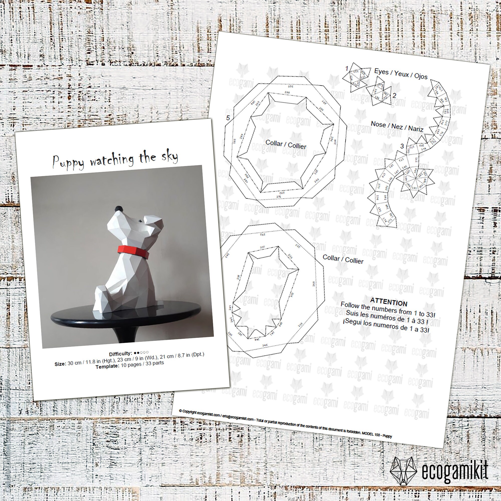 Cute Puppy Sculpture Papercraft 3D Craft Kit for Adults - Etsy