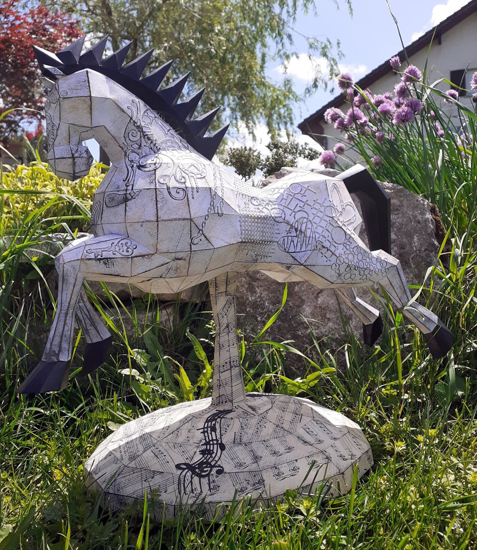 Carousel Horse Papercraft Sculpture, Printable 3D Puzzle, Papercraft ...