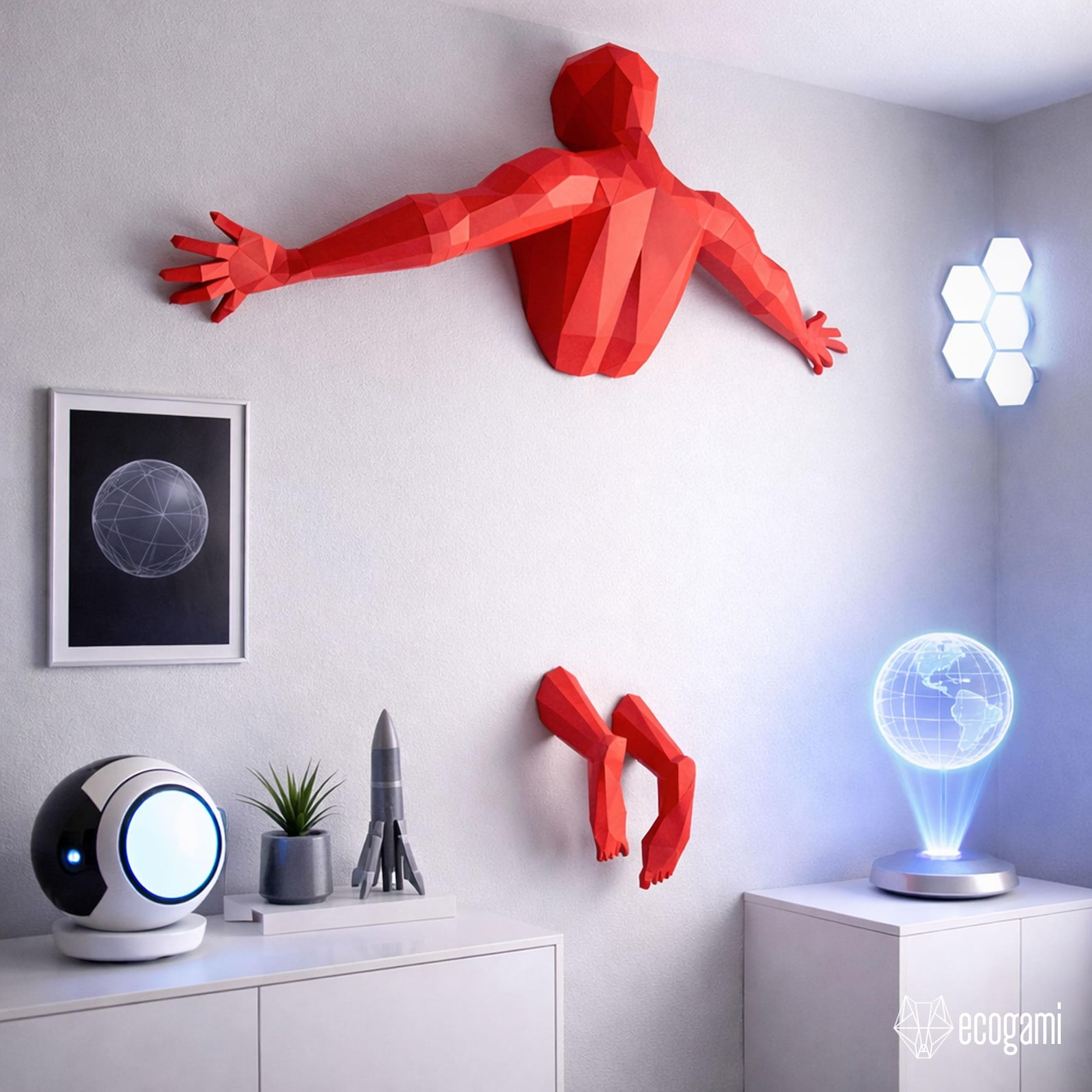 Falling Man Papercraft Template PDF, DIY 3D Paper Wall Sculpture, Low ...