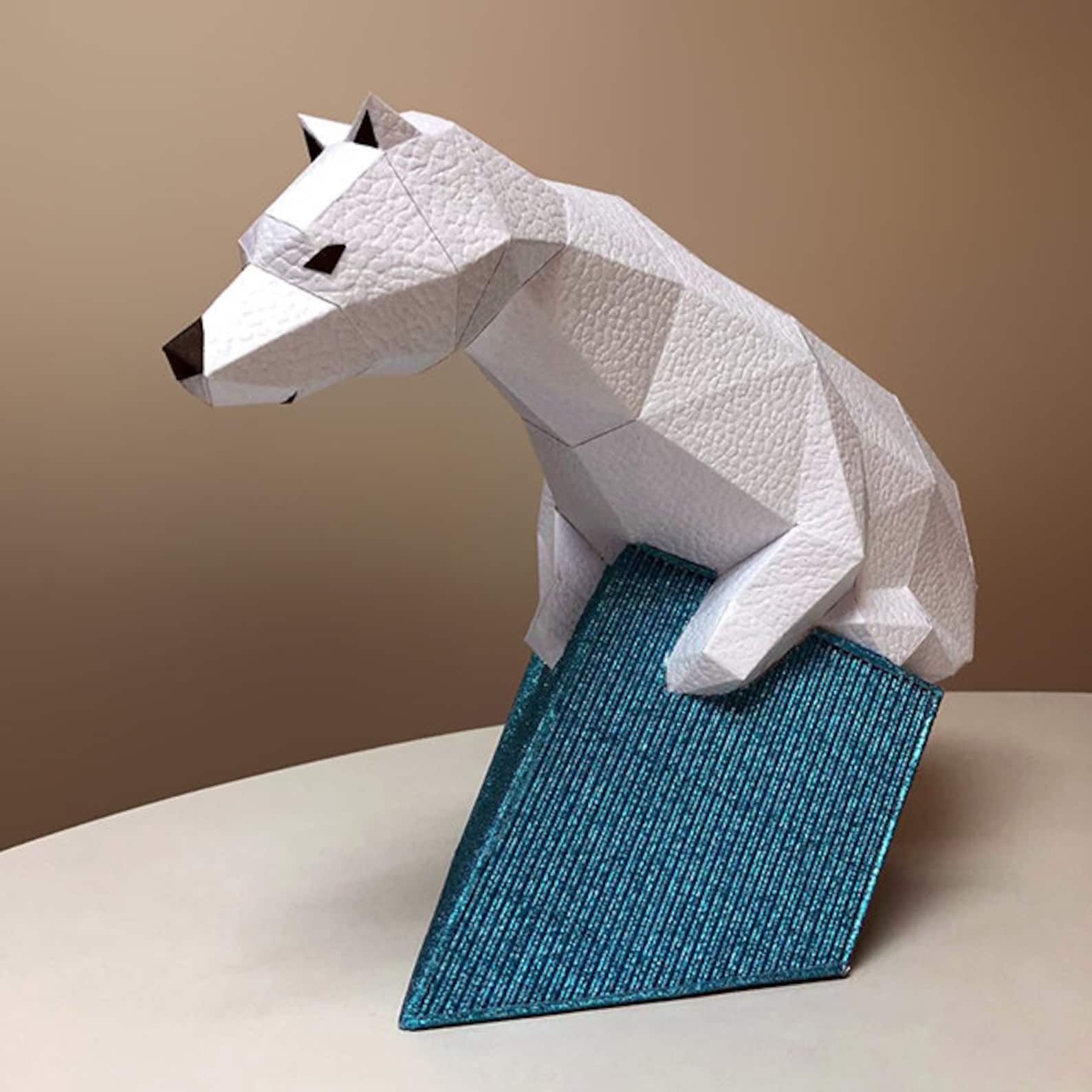 Polar Bear Papercraft Sculpture, Printable 3D Puzzle, Papercraft Pdf ...