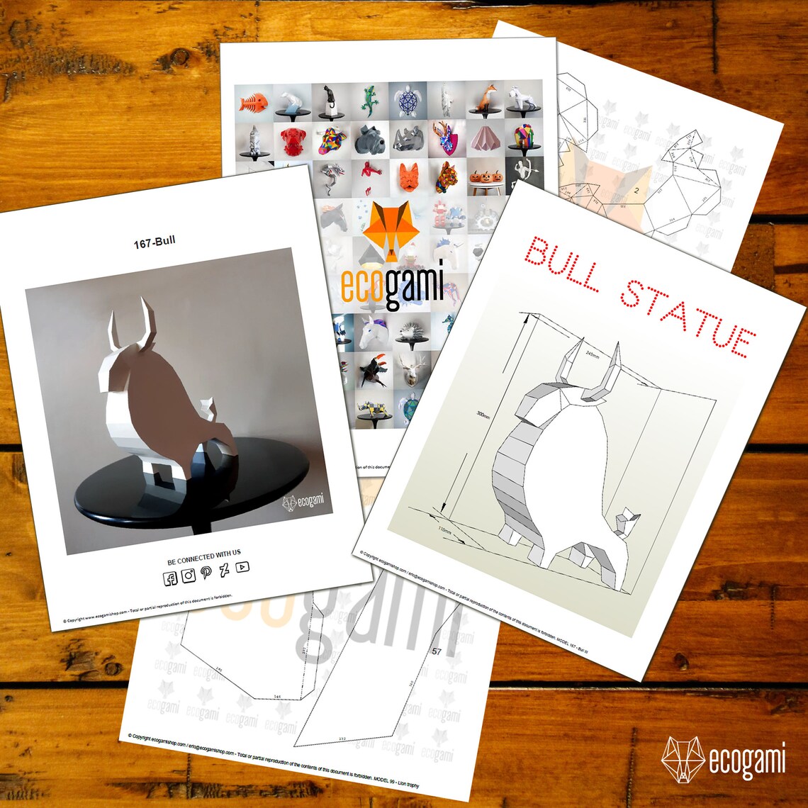 Bull Statue Papercraft Sculpture Printable 3D Puzzle | Etsy