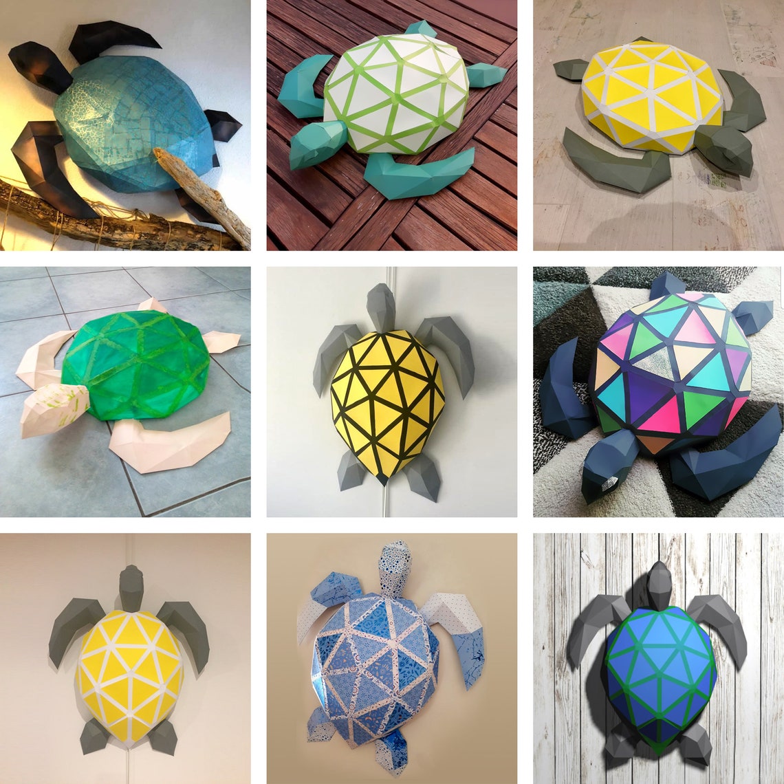 Tortuga marina papercraft kit 3D, escultura tortuga papel DIY ...