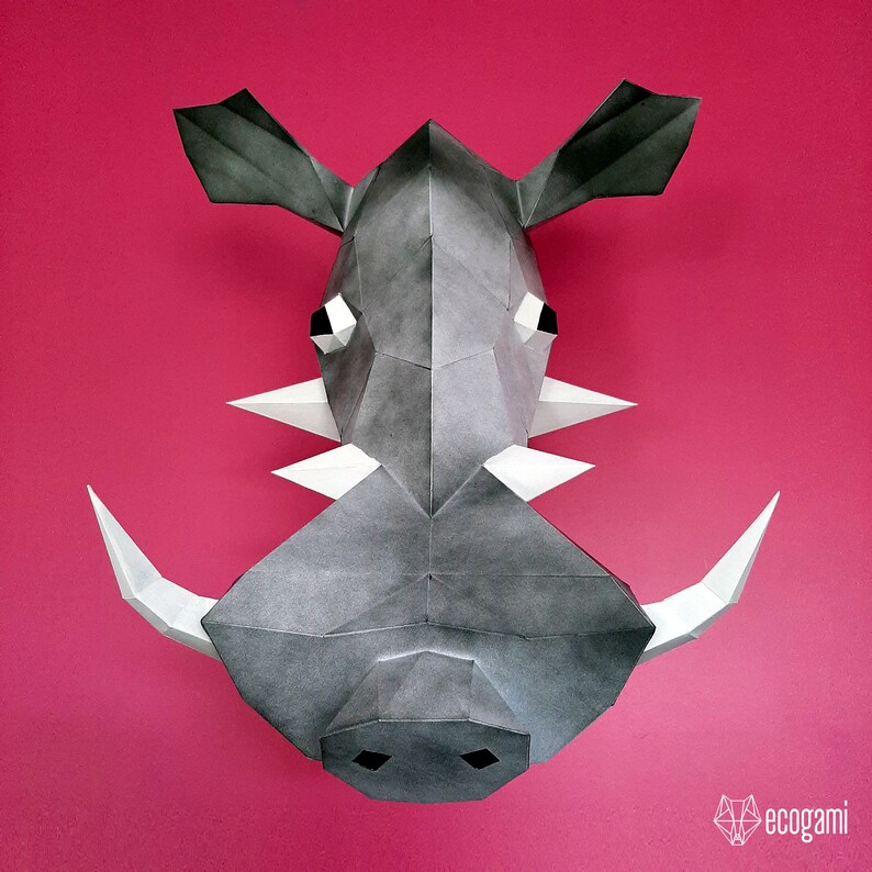 Wild Boar Head Papercraft Sculpture Printable 3D Puzzle - Etsy