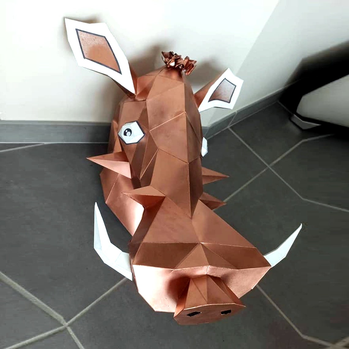 Wild Boar Head Papercraft Sculpture Printable 3D Puzzle - Etsy