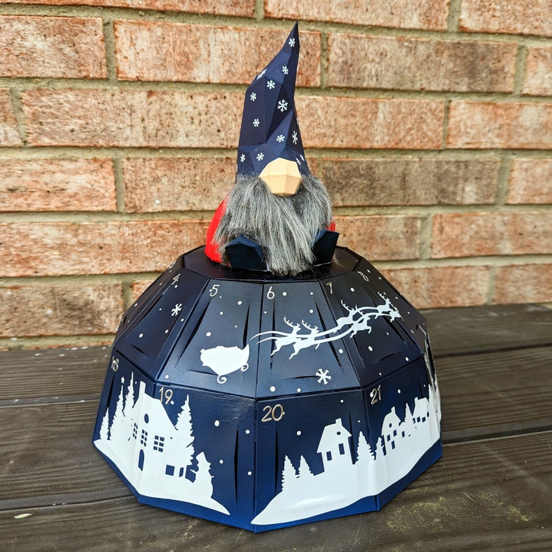 DIY Gnome Advent Calendar Papercraft Sculpture, Printable 3D Puzzle ...