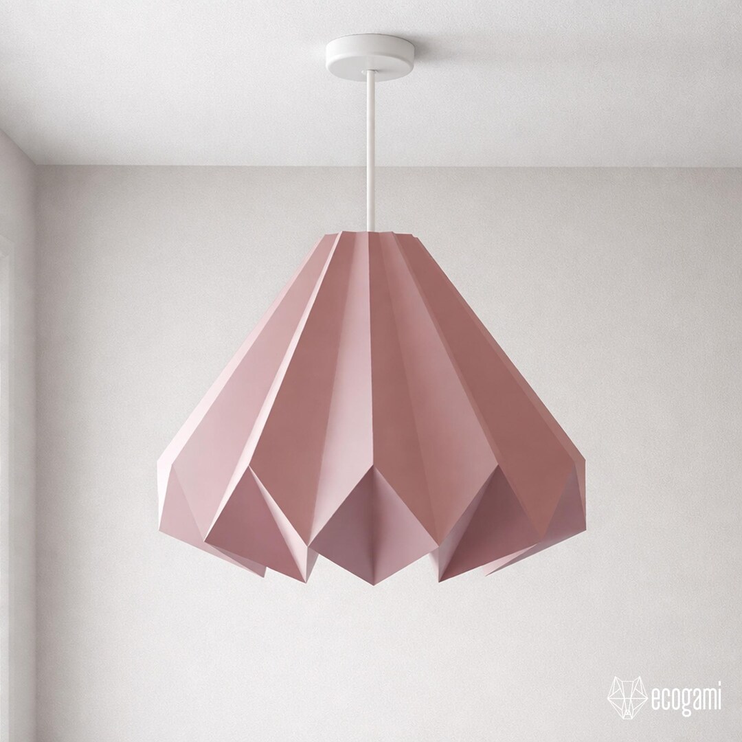 Origami Paper Lamp Shade, Printable Lampshade, Papercraft Pdf Template ...