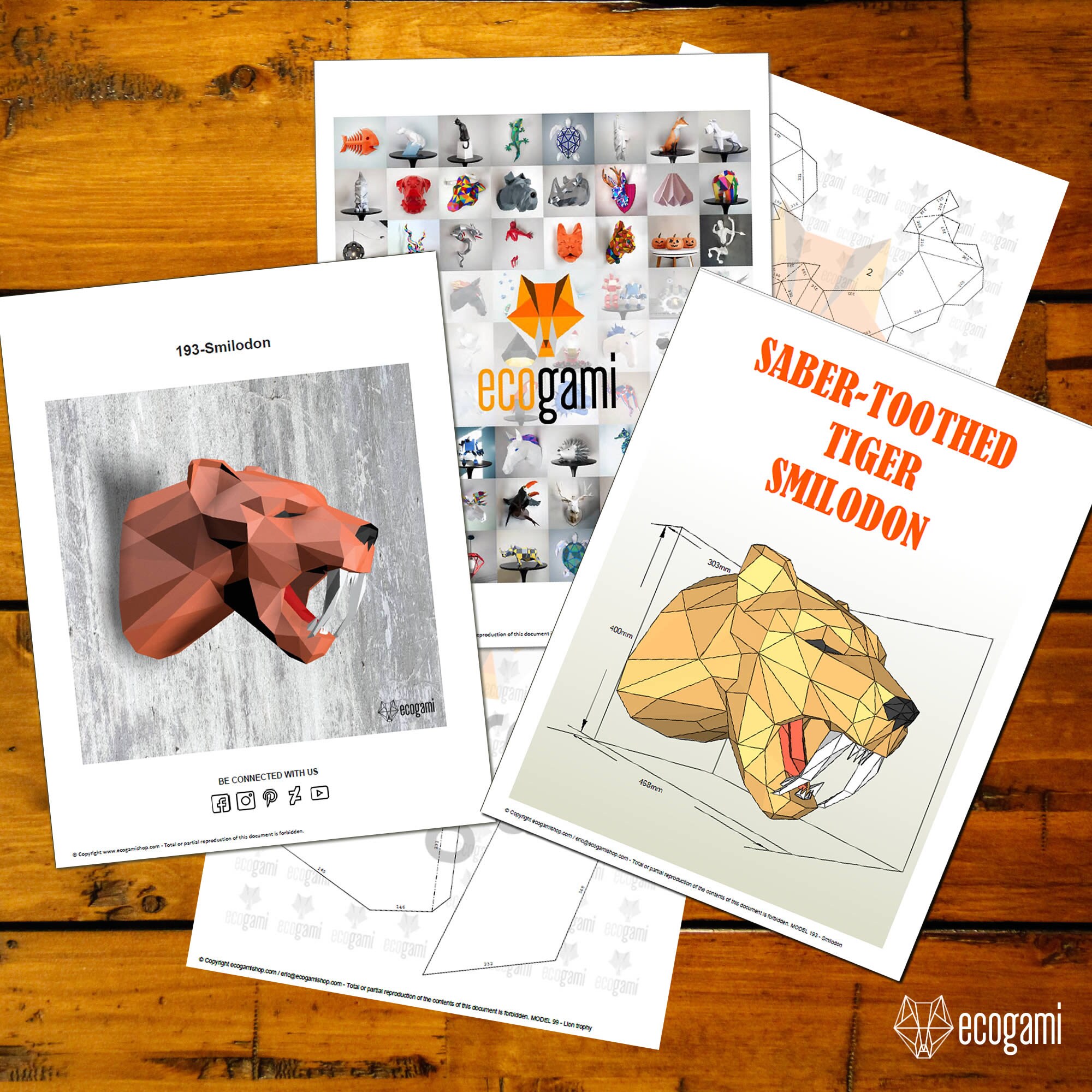 Saber-toothed Cat Papercraft Sculpture Printable 3D Puzzle - Etsy Australia