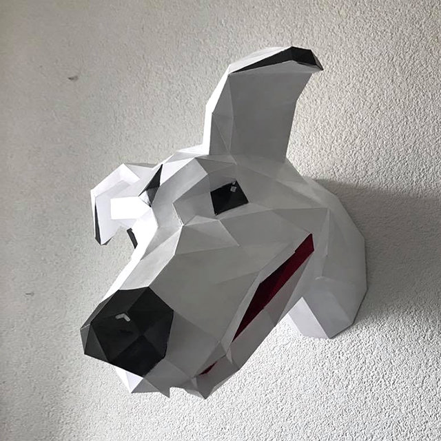 Dog head papercraft sculpture printable 3D puzzle papercraft | Etsy