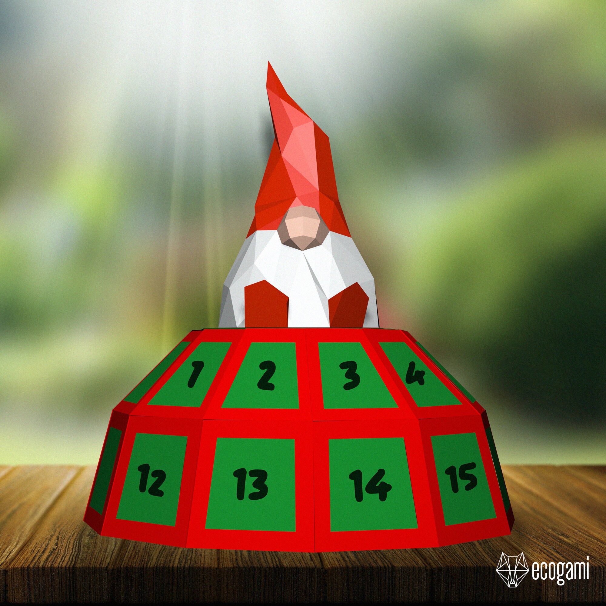 DIY Gnome Advent Calendar Papercraft Sculpture, Printable 3D Puzzle ...