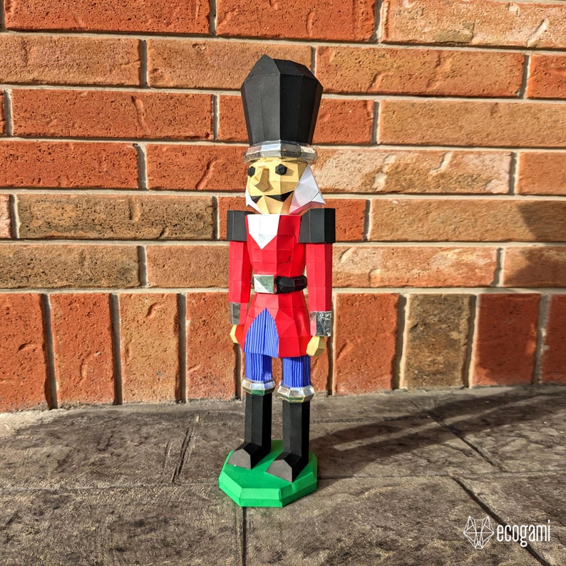 Nutcracker Papercraft PDF, DIY 3D Christmas Paper Sculpture, Low Poly ...