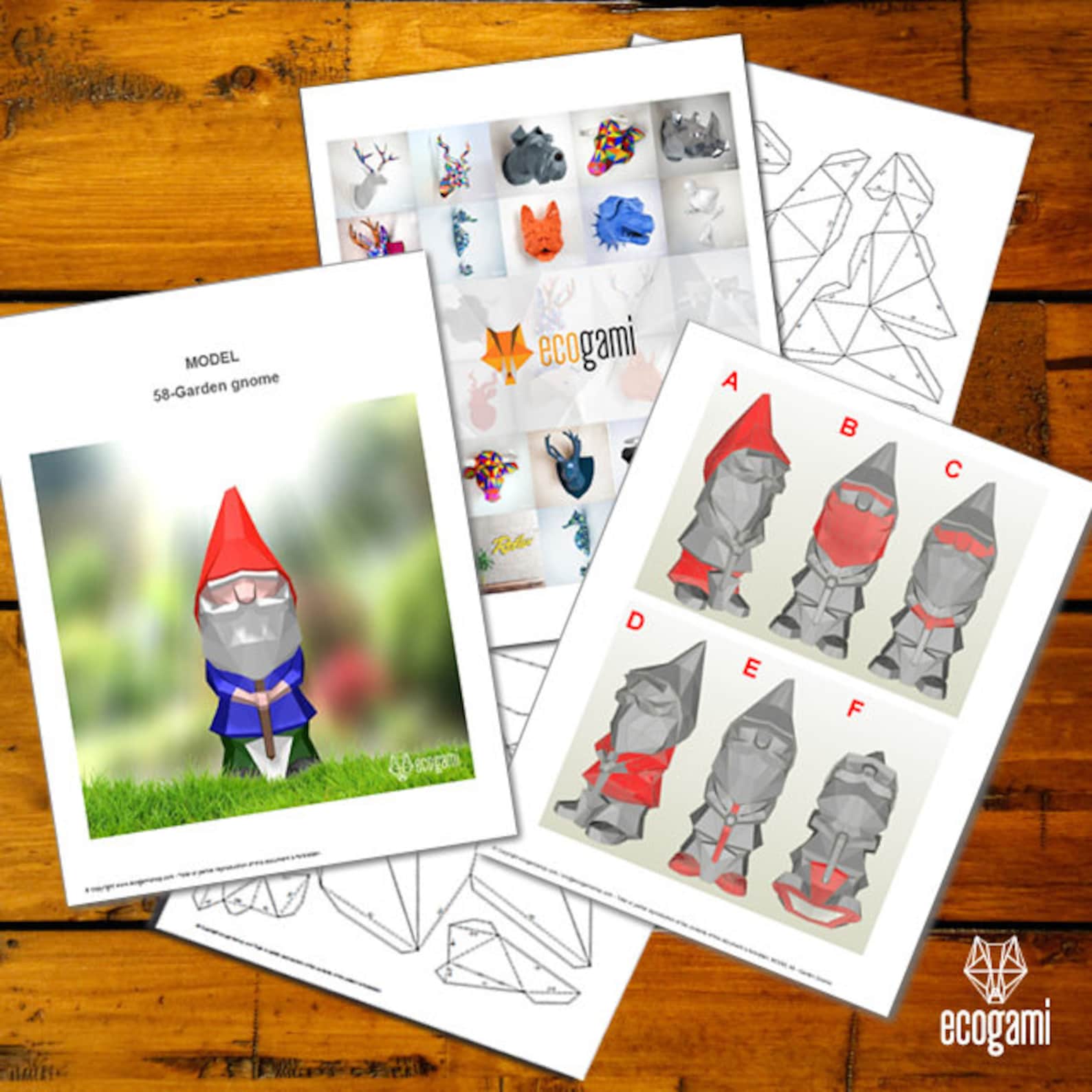 Garden Gnome Papercraft Sculpture, Printable 3D Puzzle, Papercraft Pdf ...