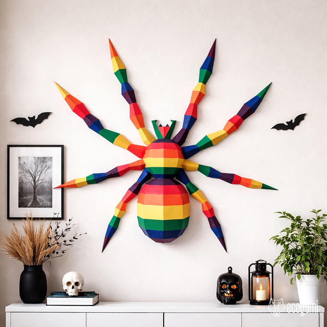 Spider Papercraft Template PDF, DIY 3D Paper Spider Wall Decor ...