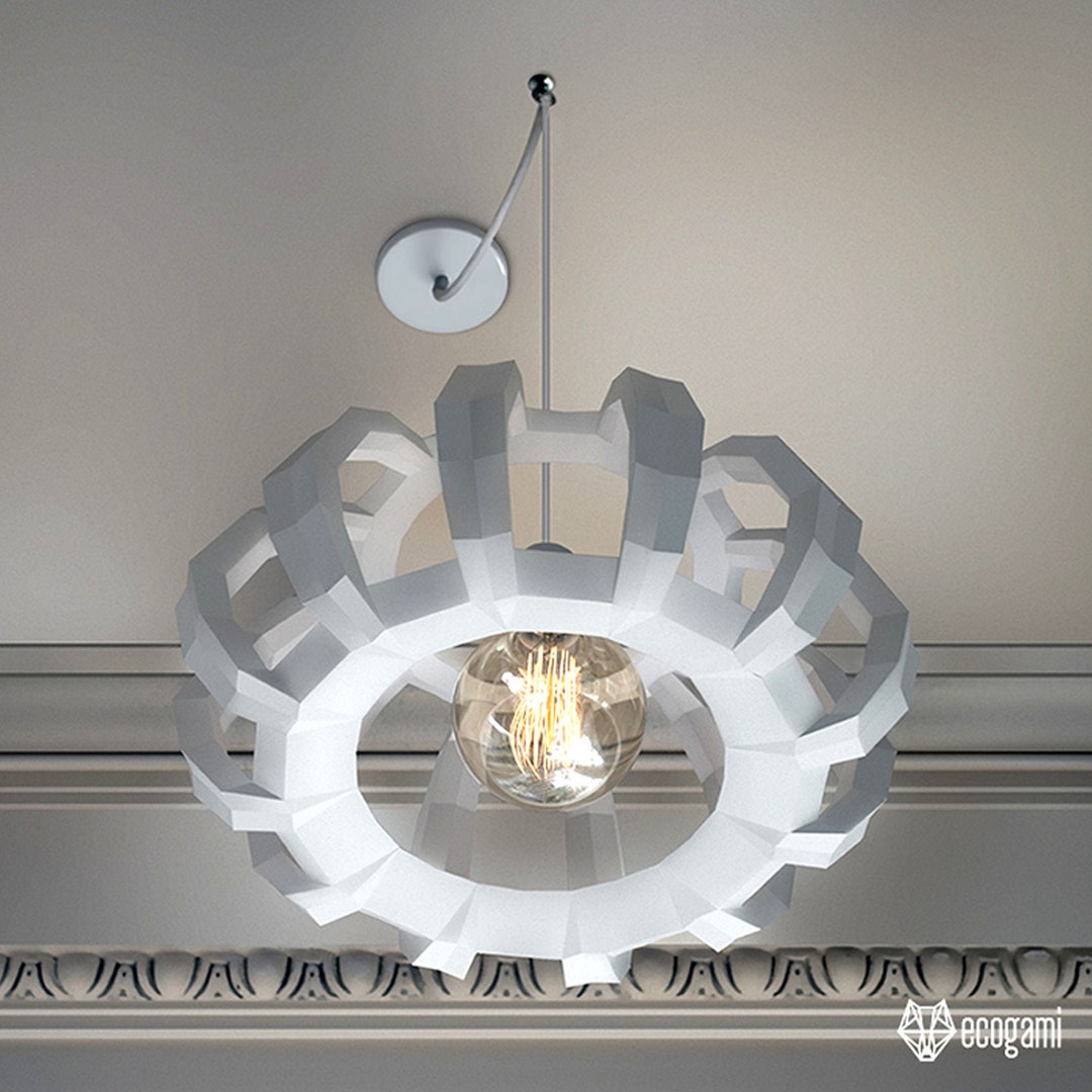 Round Paper Lamp Shade, Printable Lampshade ECO, Papercraft Pdf ...