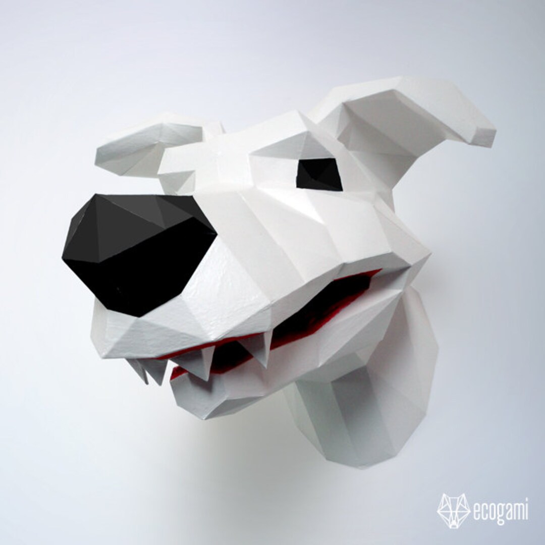 Dog Head Papercraft Sculpture, Printable 3D Puzzle, Papercraft Pdf ...