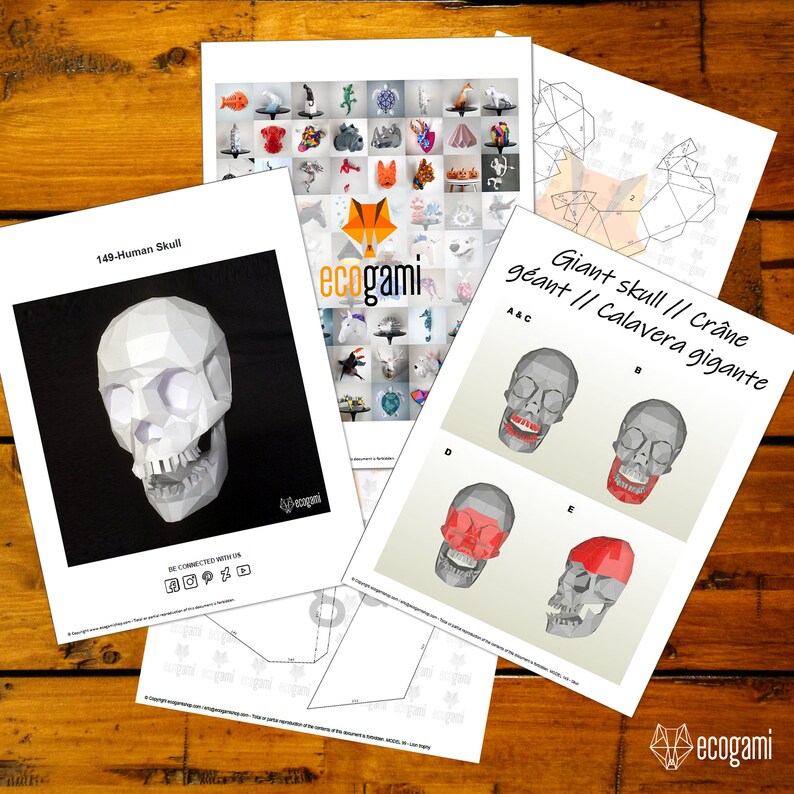 Human Skull Papercraft Sculpture Printable 3D Puzzle | Etsy