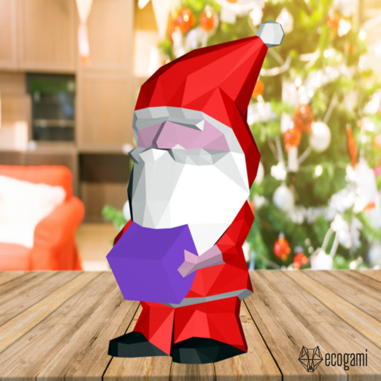 Santa Claus Papercraft Sculpture Printable 3D Puzzle | Etsy