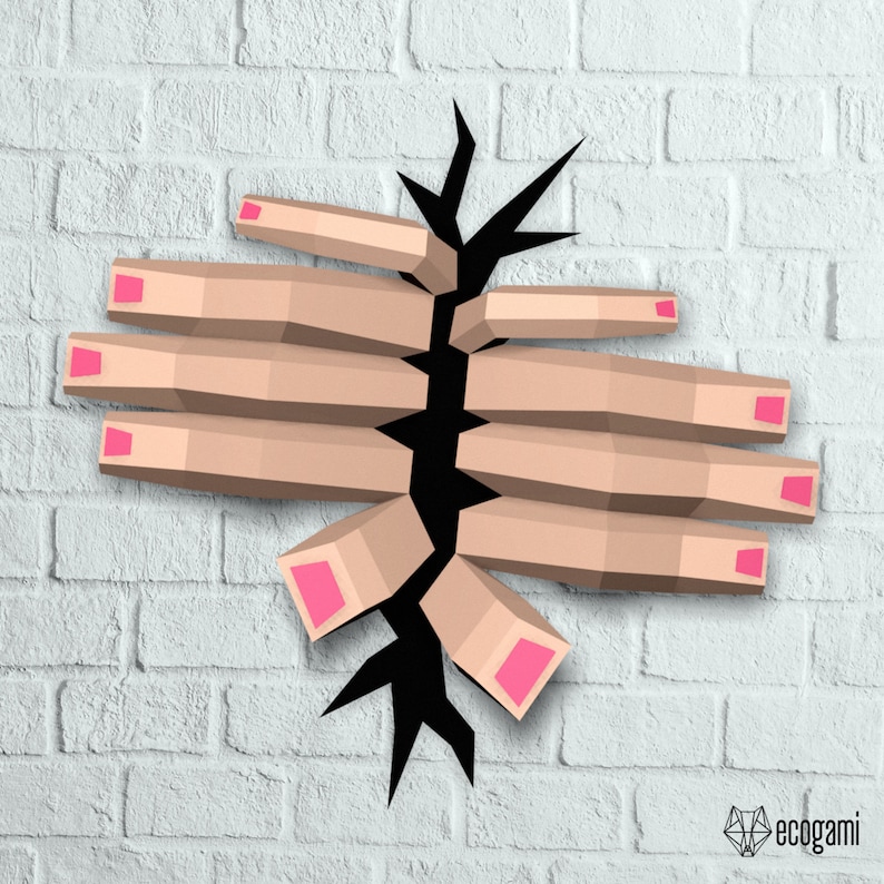 Hands Papercraft PDF, DIY Horror Wall Decor, Low Poly 3D Printable ...