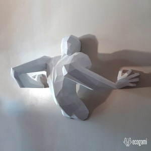 Coming Out Man Papercraft PDF, DIY Human Wall Art, Low Poly 3D ...