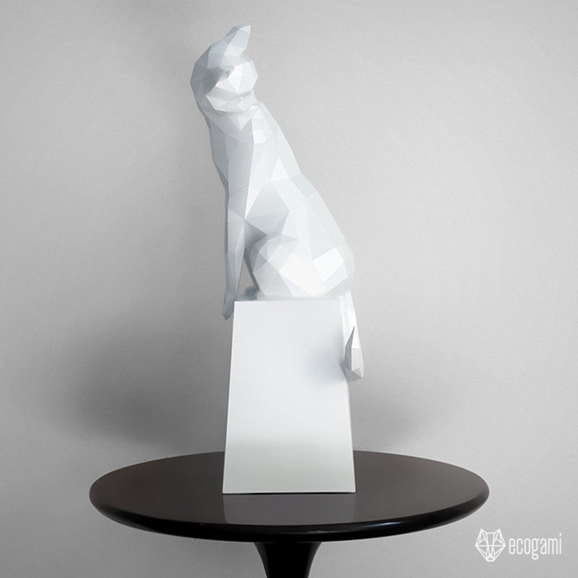 Grooming Cat Papercraft PDF, DIY 3D Paper Sculpture, Low Poly Printable ...